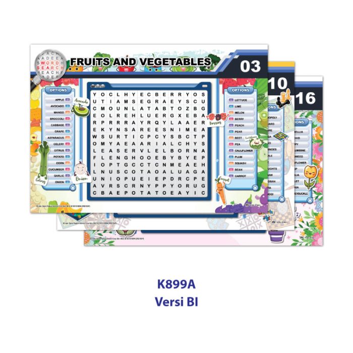Lembaran Praktis Cari Kata - Word Search Practice - Pascal Marketing
